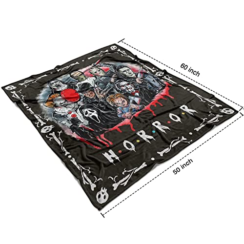 Horror Movie Watching Halloween Throw Blanket Scary Movie Fuzzy Flannel for Couch Sofa or Bed 50inch*60inch
