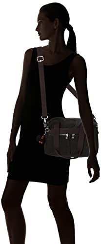 Kipling womens Women's Klara Handbag, Organize Accessories, Removable Shoulder Strap, Dual Carry Handles, Crinkle Handbag, Black Tonal, 12.25 L x 8.5 H 6 D US