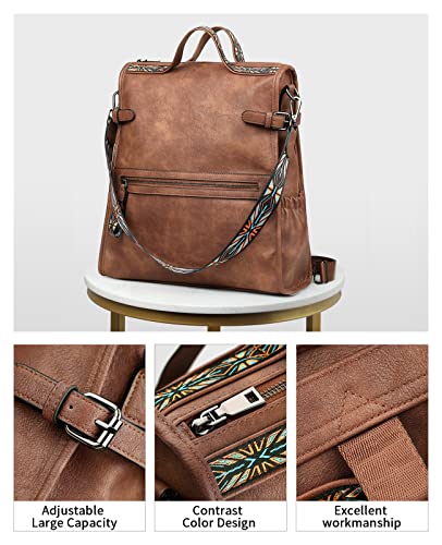 FADEON Womens Backpack Purse Designer Ladies Shoulder Bag Vegan Leather Large Travel Backpacks Purses for Women