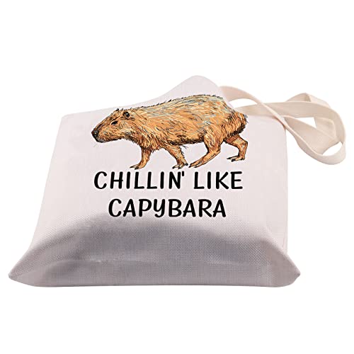 BDPWSS Capybara Tote Bag Capybara Lover Gift Chillin’ Like Capybara Wildlife Animal Lover Shoulder Bag (Chilling capybara TG)