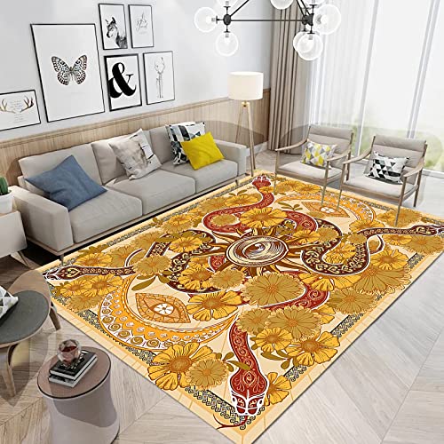 Youshosho Burning Sun Area Rug Flowers Rug Snake Rug Mystic Eye Rug Vintage Home Decor