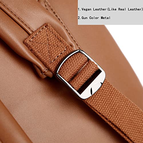 Leather Backpack for Women Travel Backpack Purse Small Cute School College Backpack for Girl BP-29 (Brown)