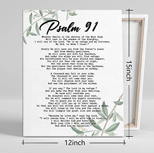 Inspirational Quotes Canvas Wall Art, Psalms 91 Wall Art Sign, Spiritual Wall Decor Sign, Bible Verse Print, Scripture for The Home or Office Sign, Christian Scripture Wall Decor 12x15