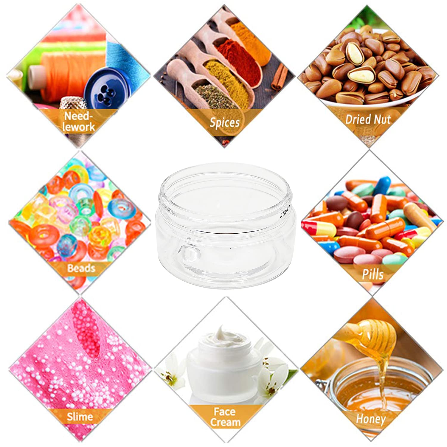6 Ounce Plastic Jars with Aluminum Lid Leak Proof Clear Containers Jars for Store Liquid, Cosmetic, Cream, 6 Pcs