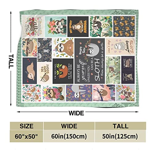 Sloth Throw Blankets Super Soft and Warm Sherpa Sloth Blankets for Couch Sofa Cute Sloth Gifts for Kids and Adults