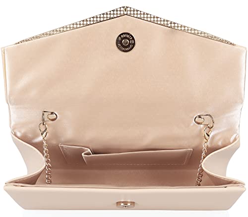Venoline Women~'s Evening Handbag Vegan Leather Ladies Envelope Clutch Classic Elegant Purse Bags Nude