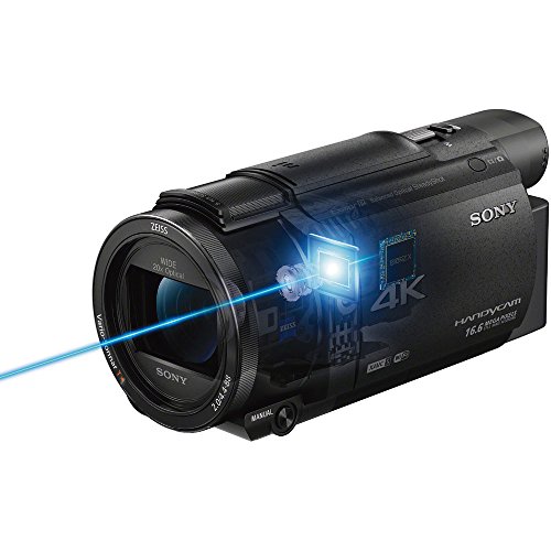 Sony FDR-AX53 4K Ultra HD Video Recording Handycam Camcorder + Vlogging Pro Bundle incl. Video Light, 64GB Memory, Microphone, Wide-Angle & Telephoto Lens, Editing S/W & More