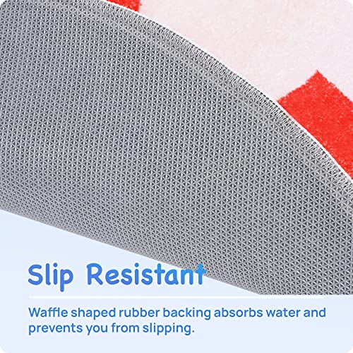 Snack Break | Cute Red Heart Rug for Bathroom, Bedroom and Living Room | Non-Slip Backing | Ultra Soft Machine Washable Microfiber