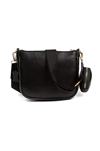 Women's Genuine Leather Hand Wallet and Shoulder Bag | Crossbody Bag for Women | 3 Pieces Tote Bag | Satchel Purse Set (Black)