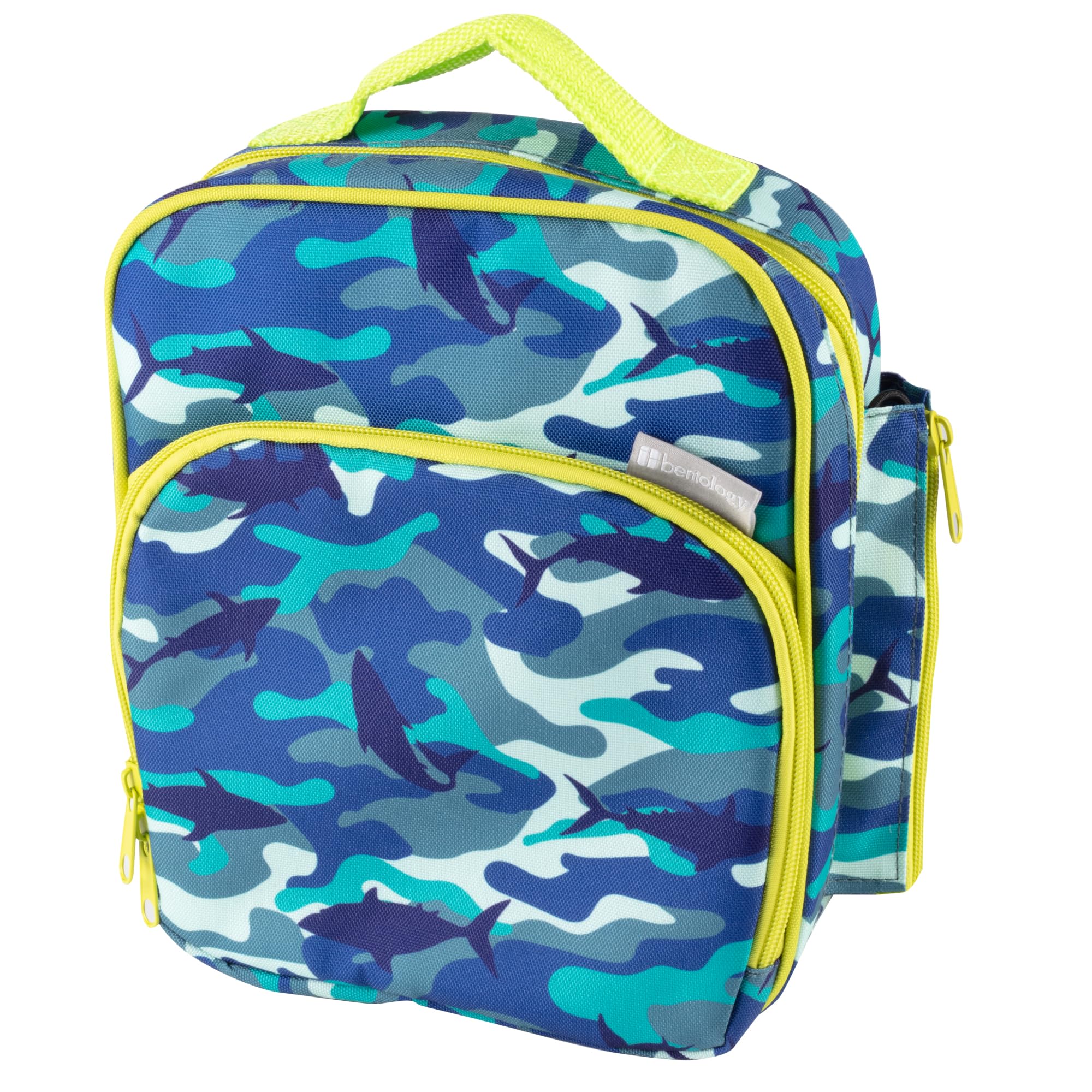 Insulated Lunch Box w Snack Pocket & Water Bottle Holder-Boys or Kids Blue Camo School Lunchbox Tote Keeps Food Hotter or Colder Longer- Reusable Bag Fits Most Bento Boxes, Ice Packs-Back to School