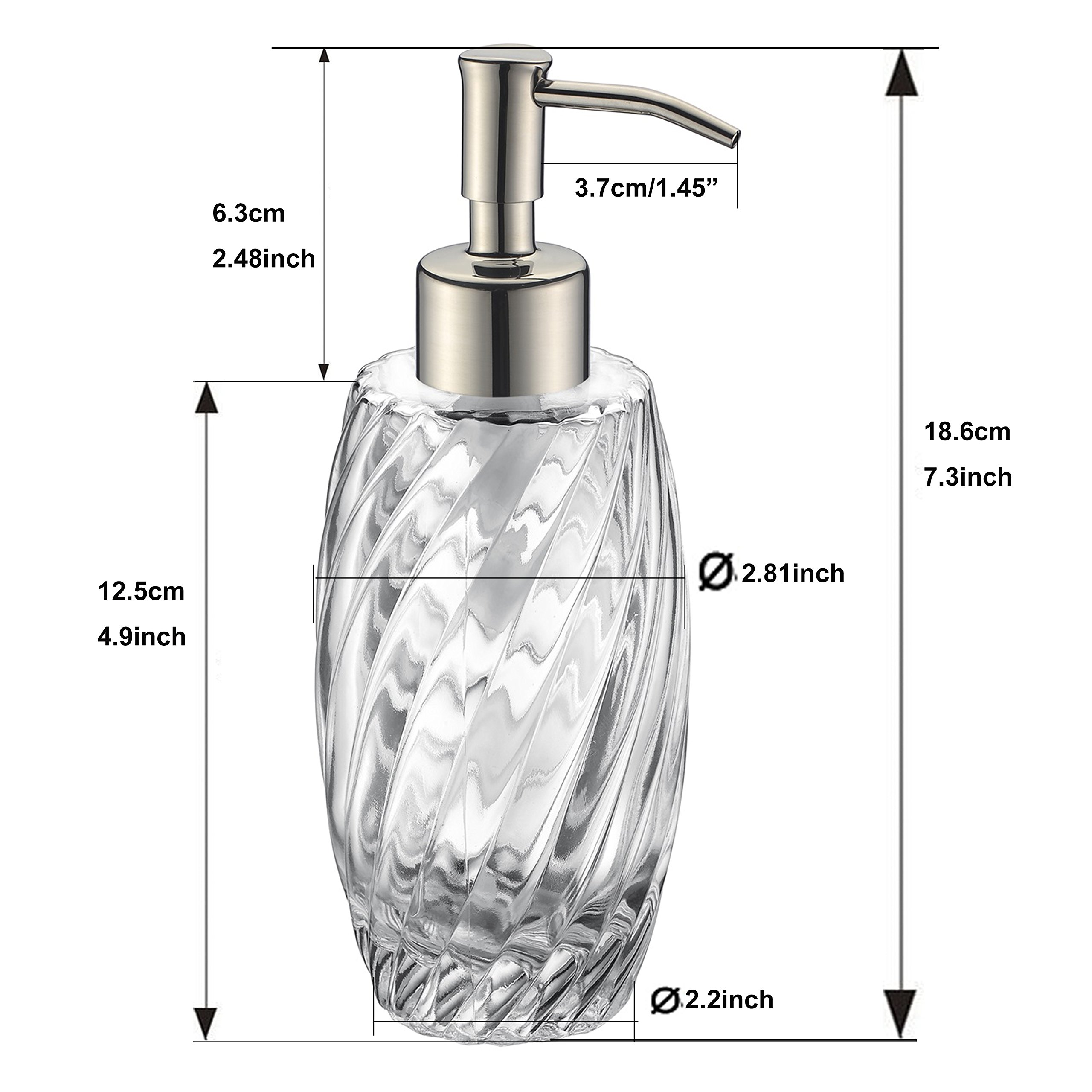 Delle Rosa Countertop Glass Soap Dispenser Oil Rubbed Bronze Clear Glass Bottle Dispenser for Kitchen, Bathroom Essential Oils, Lotions, Liquid Soaps
