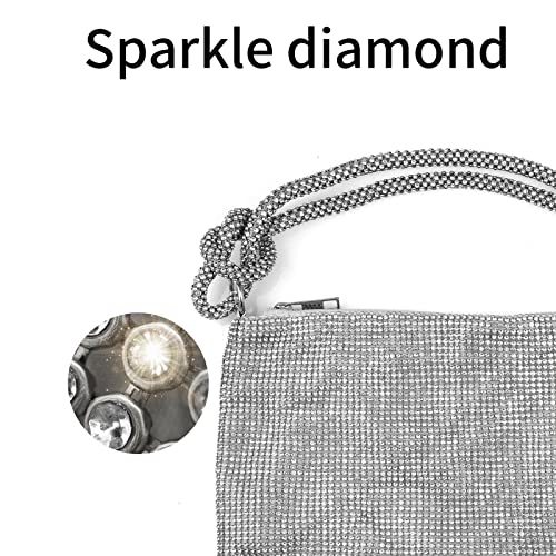 Women Rhinestone Purse Sparkly Hobo Bag Crystal Clutch Purses Shiny Handbag Shoulder Bags for Party Evening Prom Wedding