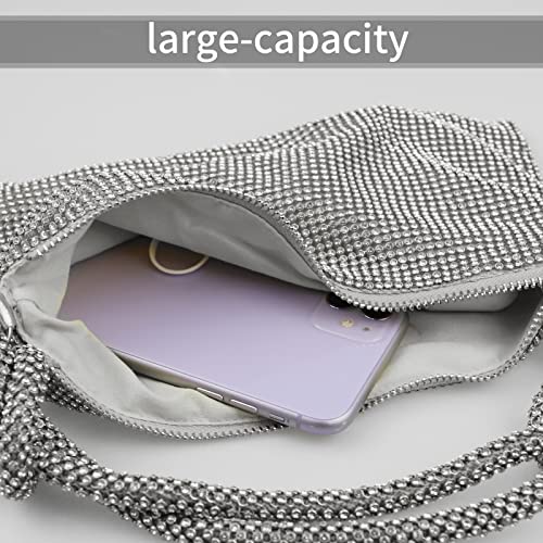 Women Rhinestone Purse Sparkly Hobo Bag Crystal Clutch Purses Shiny Handbag Shoulder Bags for Party Evening Prom Wedding