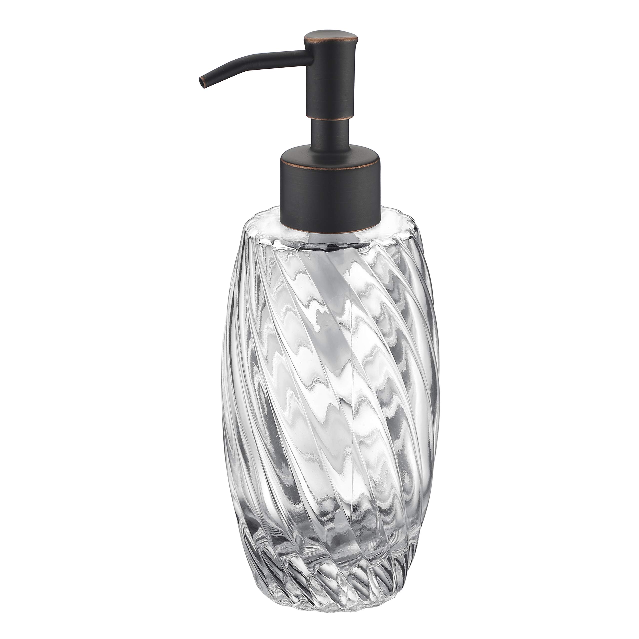 Delle Rosa Countertop Glass Soap Dispenser Oil Rubbed Bronze Clear Glass Bottle Dispenser for Kitchen, Bathroom Essential Oils, Lotions, Liquid Soaps