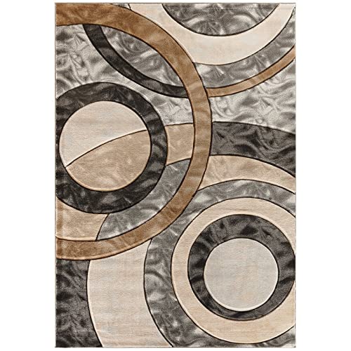 MDA Home Orelsi Gray/Cream Contemporary Polypropylene Area Rug - 5'2" x 7'5"