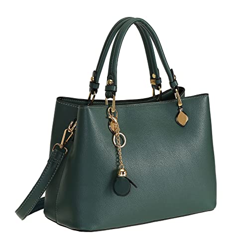 Green Top Handle Handbags for Women Soft Vegan Leather Satchel Tote Bag Shoulder Purses Medium