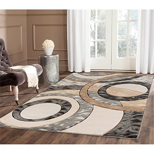 MDA Home Orelsi Gray/Cream Contemporary Polypropylene Area Rug - 5'2" x 7'5"
