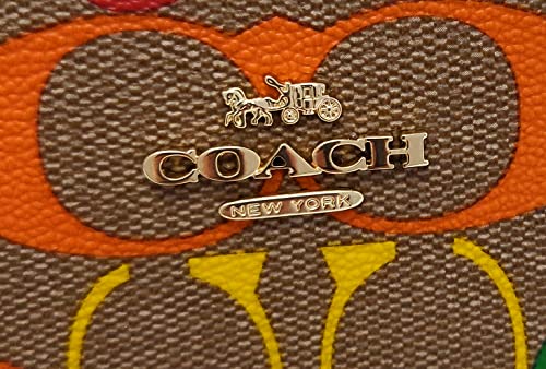 COACH Women's Long Zip Around Wallet In Signature Canvas (Rainbow - Khaki)