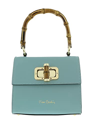 Pierre Cardin Light Blue Leather Small Vintage Structured Satchel Bag for womens