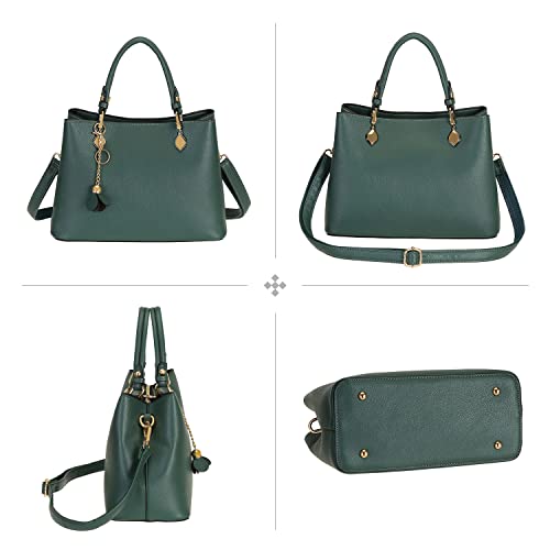 Green Top Handle Handbags for Women Soft Vegan Leather Satchel Tote Bag Shoulder Purses Medium