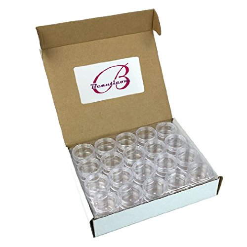 Beauticom 10g/10ml (0.35 Fl Oz) Round Clear Jars with Round Top Lids for Creams, Lotions, Make Up, Powders, Glitters, and more... (Color: Clear Lid, Quantity: 40 Pieces)