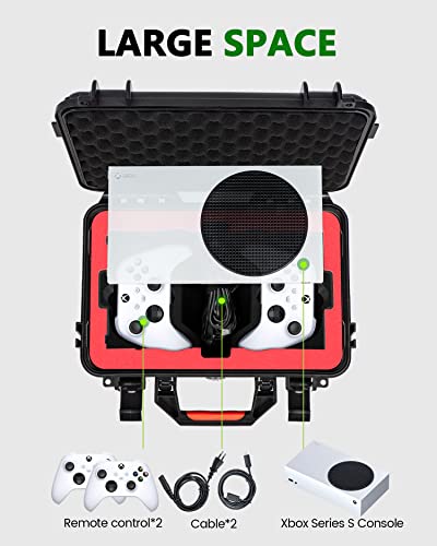 DEVASO Carrying Case for Xbox Series S, Professional Deluxe Waterproof Case Soft Lining Hard Case with Shoulder for Xbox Series S and Other Accessories Storage