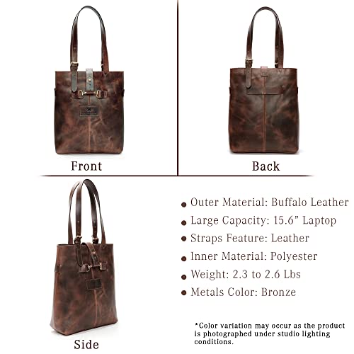 LUXEORIA Genuine Leather Tote Bag for Women Shoulder Handbag Swanky Deep Brown