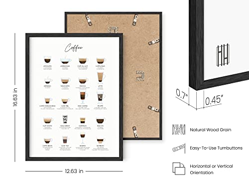 Coffee Art Print and Cafe Decor - By Haus and Hues | Coffee Bar Decor College Dorm Poster, Dorm Wall Decor for Girls, Kitchen and Apartment Wall Art (Black Framed, 12x16)