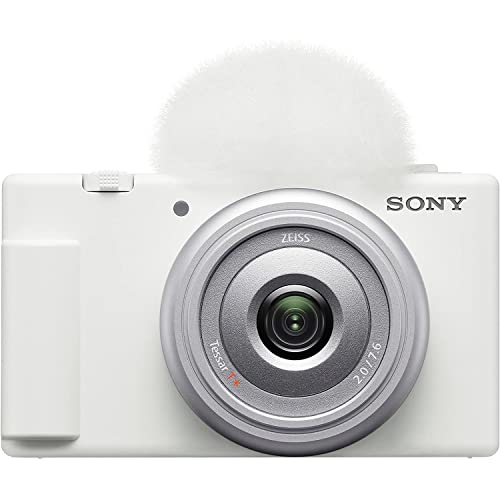 Sony ZV-1F Vlog Camera for Content Creators and Vloggers White Bundle with Lexar 64GB High-Performance 800x UHS-I SDHC Memory Card + Camera Case + 1400 mAh Battery Pack