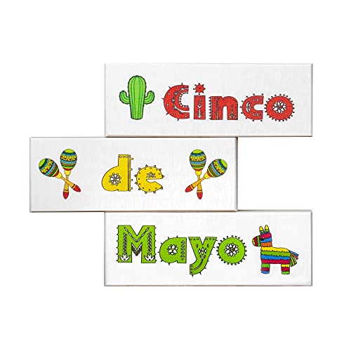 JennyGems Cinco De Mayo Wooden Signs Set, Decor for Cinco De Mayo, Tiered Tray Sign for Cinco De Mayo, Made in USA