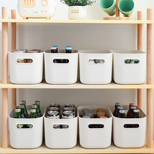 Citylife 4 Packs Plastic Storage Bins with Lids White Storage Box with Handle Stackable Containers for Organizing, 10.12 x 6.97 x 6.22 inch