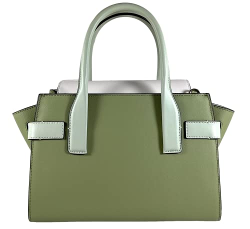 Michael Kors Carmen Medium Color-Block Faux Saffiano Leather Belted Satchel (light Sage Multi)
