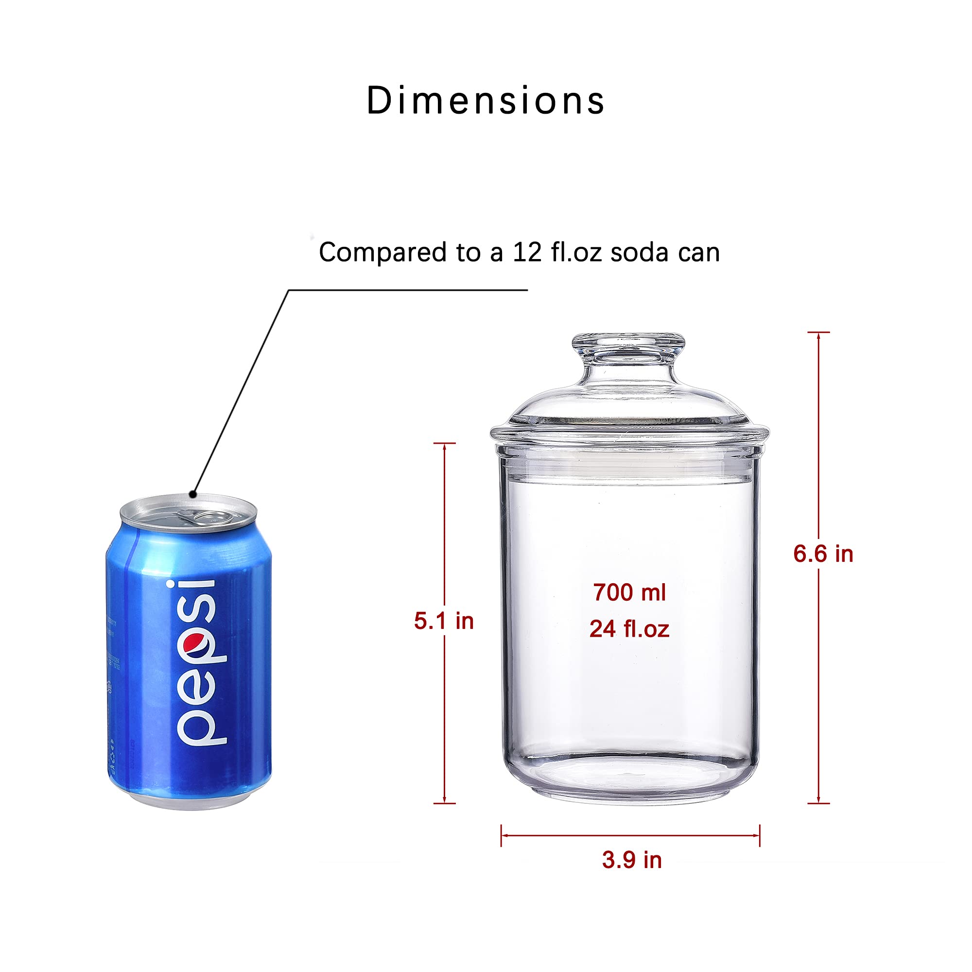24oz Acrylic Storage Jar, Airtight Lid with Silicone Sealing Ring, Ideal Canister Container for Sugar, Tea, Spices, Herbs, Shells, Bath Salt, Christmas Decorative Apothecary Jars