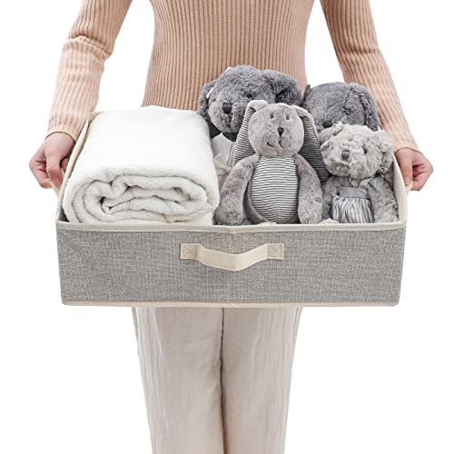 Sweejar 4-Pack Closet Storage Bins,Storage Baskets for Shelves,Clothes Storage Boxes,Collapsible Trapezoid Storage Bins,Fabric Bins and Baskets,Beige