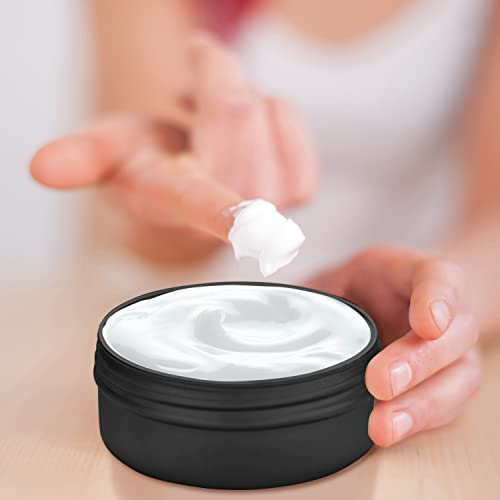 20 Pcs 2 Ounce Aluminum Tin Jar 60 ml Refillable Containers Clear Top Screw Lid Round Tin Container Bottle for Cosmetic,Lip Balm, Cream, Black