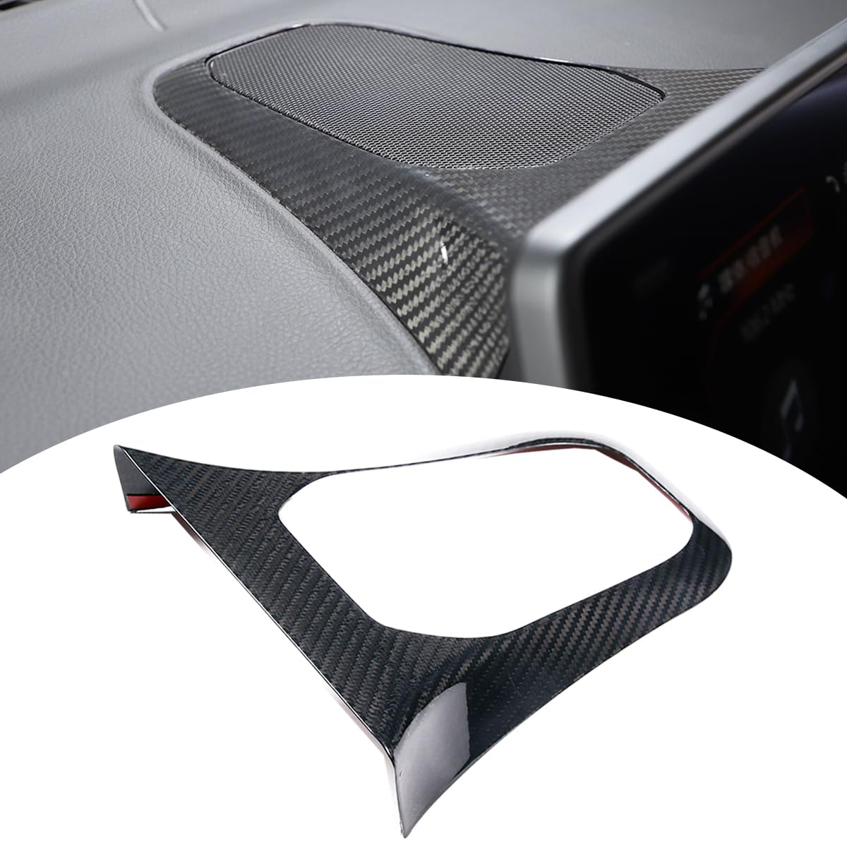 RURZTDAKM Car Center Console Dashboard Horn Decorative Protector Cover,Real Carbon Fiber Trim,Fit for Toyota Supra GR A90 A91 MK5 2019-2022,Auto Interior Accessories (Black Carbon Fiber)
