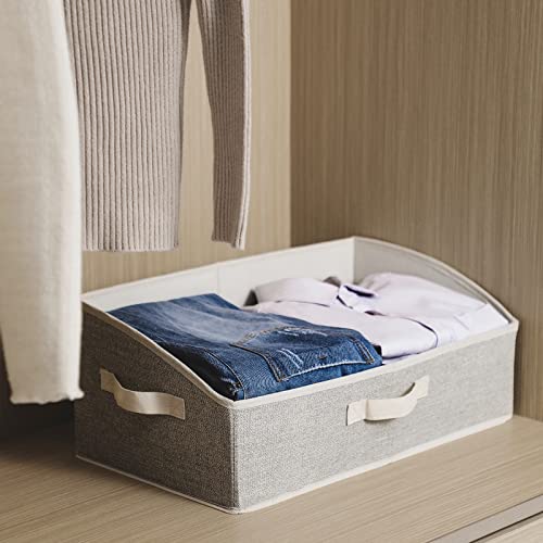 Sweejar 4-Pack Closet Storage Bins,Storage Baskets for Shelves,Clothes Storage Boxes,Collapsible Trapezoid Storage Bins,Fabric Bins and Baskets,Beige