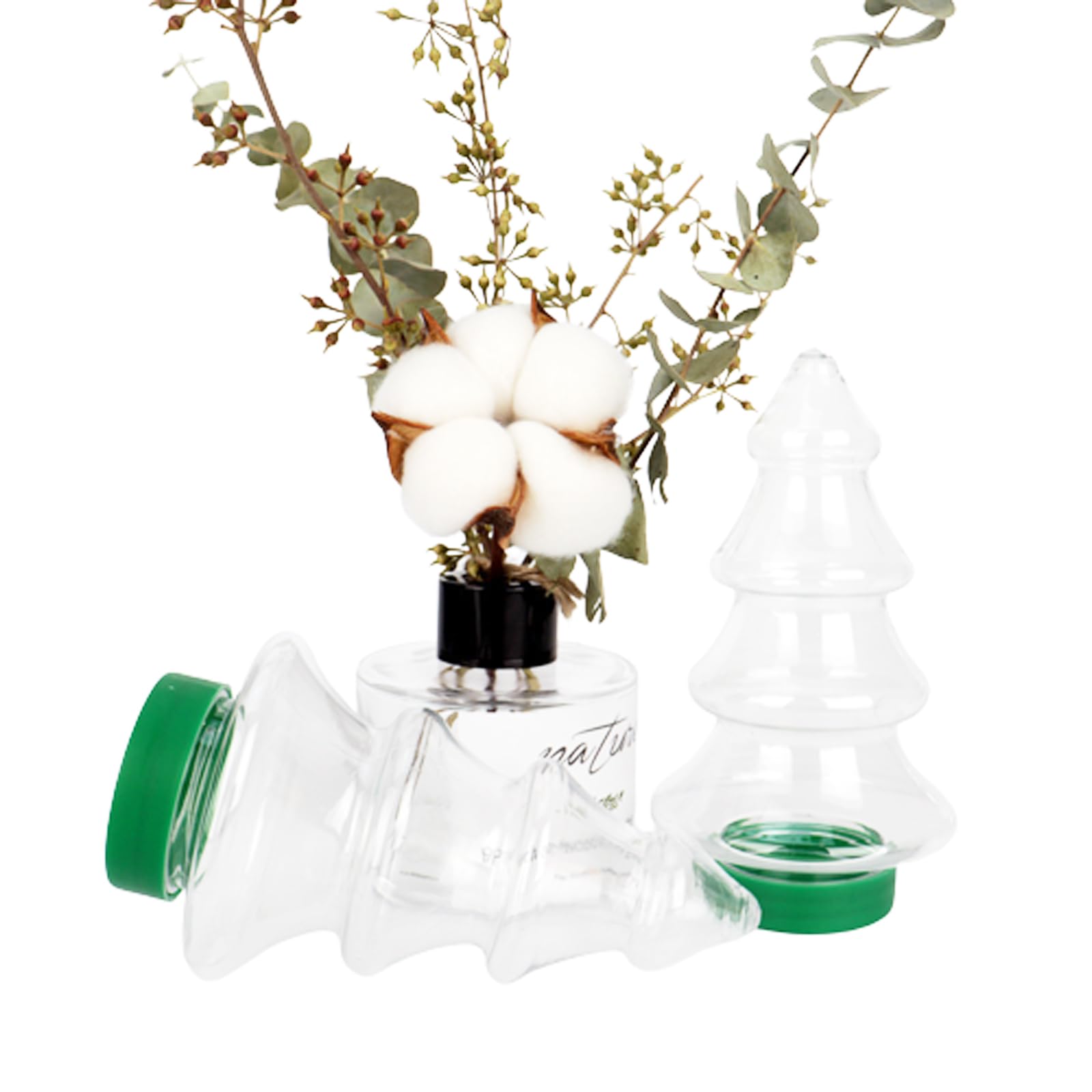 BinaryABC Christmas Tree Candy Jar,Xmas Tree Shape Cookie jars,Christmas Holiday Party Supplies,Christmas Plastic Fillable Ornaments,4Pcs