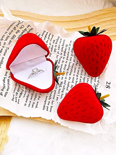 Strawberry Ring Box Strawberry Shaped Velvet Ring Jewelry Storage Box Gift Box,Ring Earrings Jewelry Counter Display Props