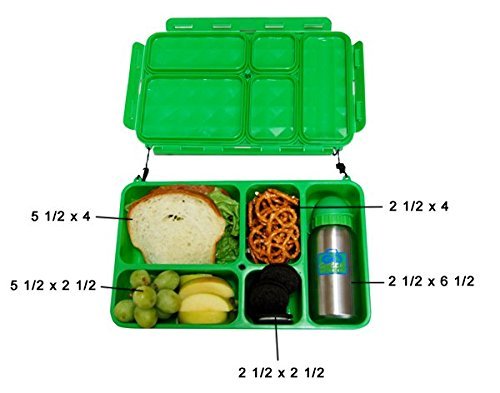 Go Green Lunch Box Lunch Box Set With 5 Compartment Leak-Proof Bento Lunch Box, Insulated Carrying Bag, Beverage Bottle, and Gel Freezer Pack Adults and Kids Space Planets Black White (Spaced Out)