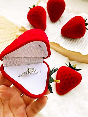 Strawberry Ring Box Strawberry Shaped Velvet Ring Jewelry Storage Box Gift Box,Ring Earrings Jewelry Counter Display Props