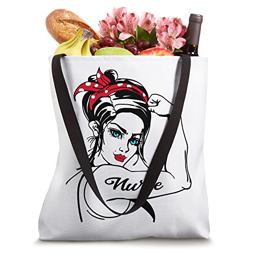 Female Nurse Rosie The Riveter Pin Up Girl Tote Bag