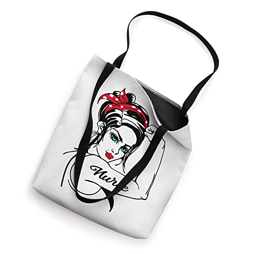 Female Nurse Rosie The Riveter Pin Up Girl Tote Bag