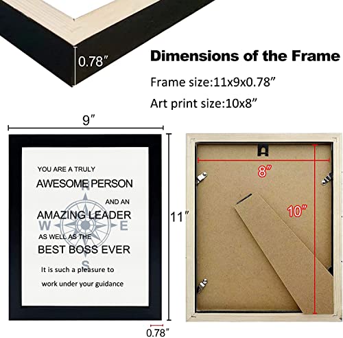 Cool Office Art Decor, Black Picture Frame 8x10, Wooden Photo Frame, Cleal Hanging Wood Poster Frame 9x11"