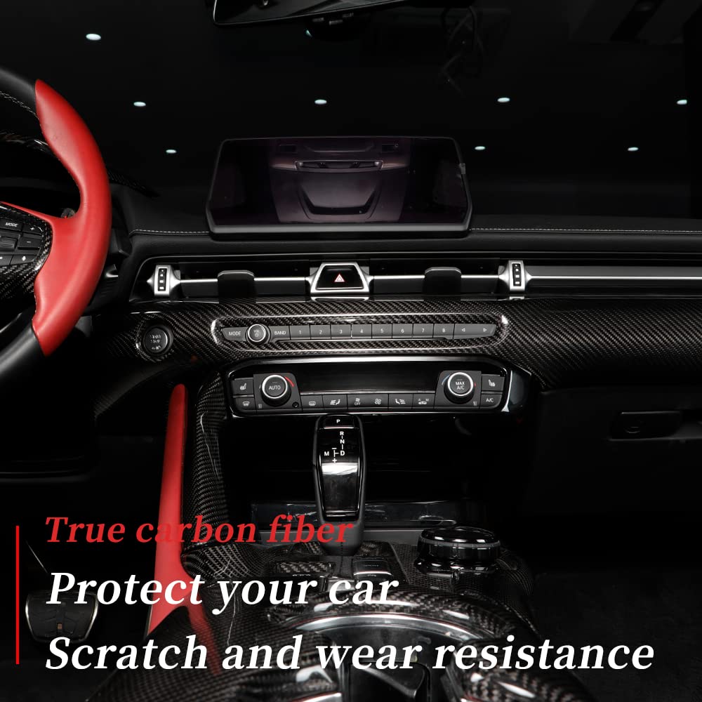 JSWAN Real Carbon Fiber Center Console Dashboard Trim Cover Fit For Toyota Supra GR A90 MK5 (2019-2025) Dash Panel Trim Cover Interior Trim Accessories (Gloss black)