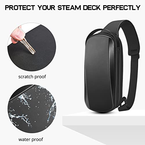 MVRPDXC Carrying Case for Steam Deck Console & Accessories, Shockproof Hard Shell Protective Crossbody Shoulder Chest Backpack with Pockets Fit Console for Travel and Home Storage