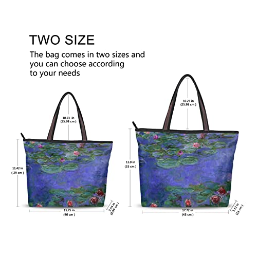 Women's Tote Shoulder Bag Claude Monet Water Lilies Top Handle Bag Handbag