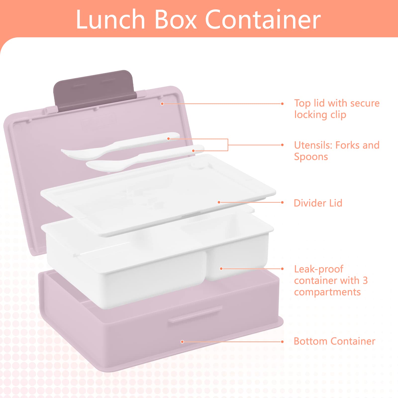BOENLE Cosmic Planet Donuts Bento Lunch Box for Kids Bento Box with 3 Compartment,Lunch Containers Built-In Reusable Fork & BPA-Free Leakproof,Pink