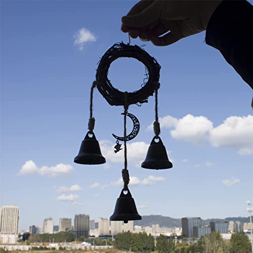 Witch Bells Witchcraft Decor Gifts Magic Pagan Wall Home Room Door Knob Decorative Protection Kitchen Witches Runes Wiccan Altar Supplies (Hemp Rope 3 Bells)