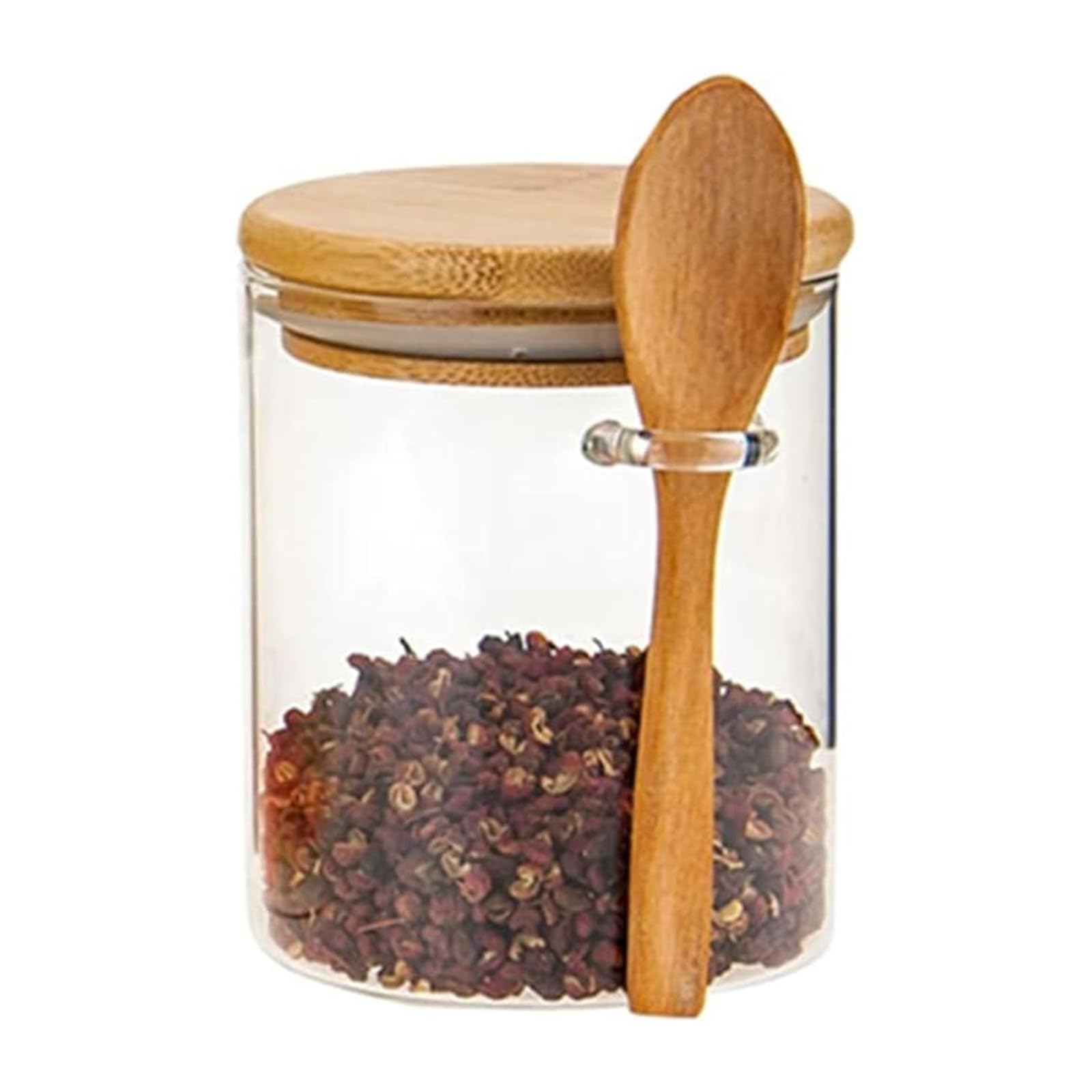 Glass Storage Container, Airtight Food Storage Glass Jars with Bamboo Airtight Lid and Spoon, Clear Kitchen Containers for Home Kitchen Farmhouse Storing Coffee Beans, Spice, Flour, Sugar, Tea, Cookie